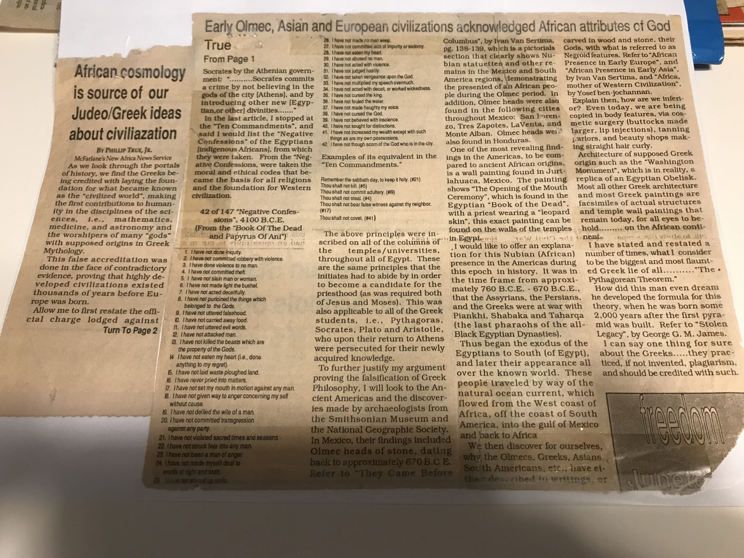 African cosmology is source of our Judeo & Greek ideas about ...